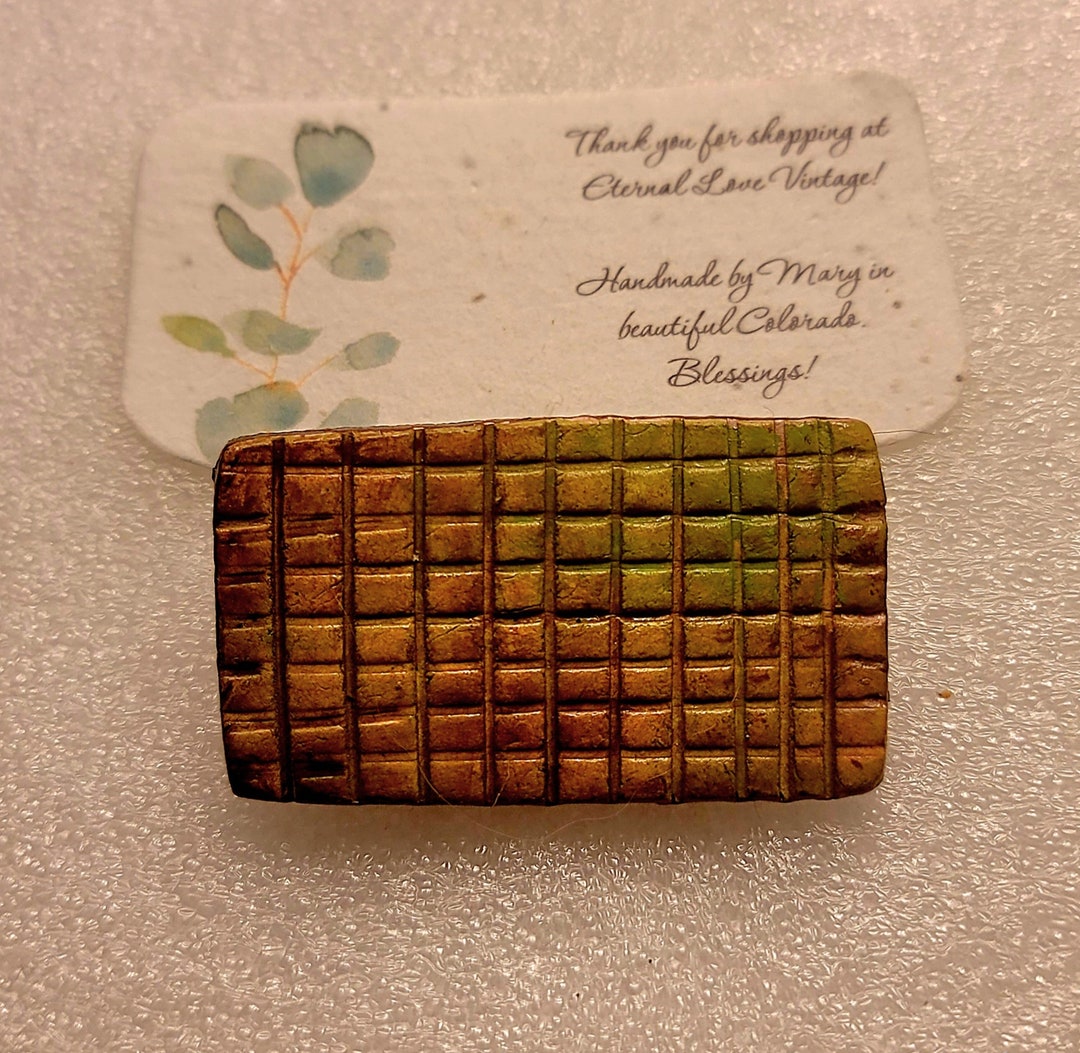 Natural Ceramic Clay Pin in Olives and Rich Caramels. One of a Kind and ...
