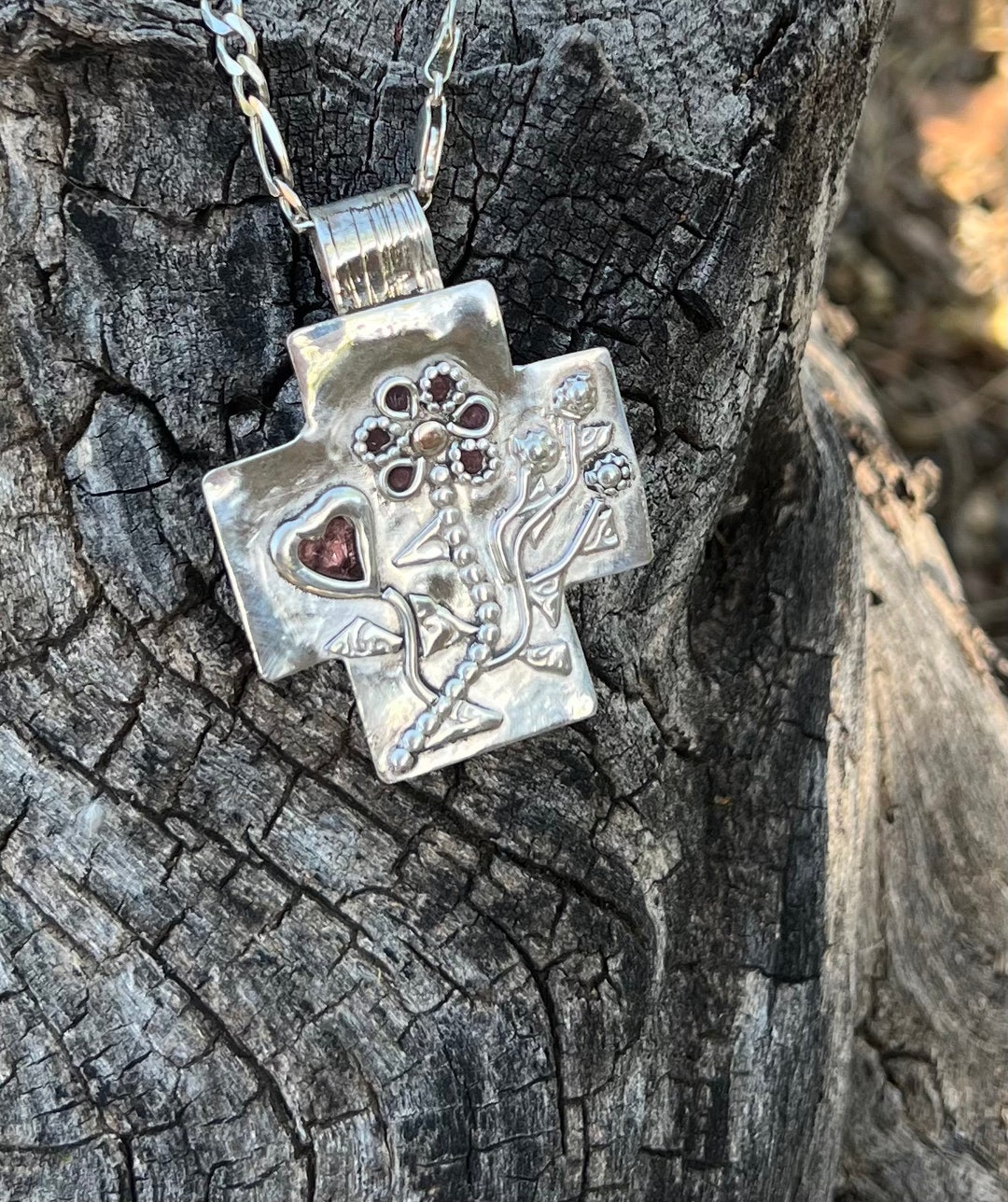 Flower Heart Cross Sterling Silver - Etsy