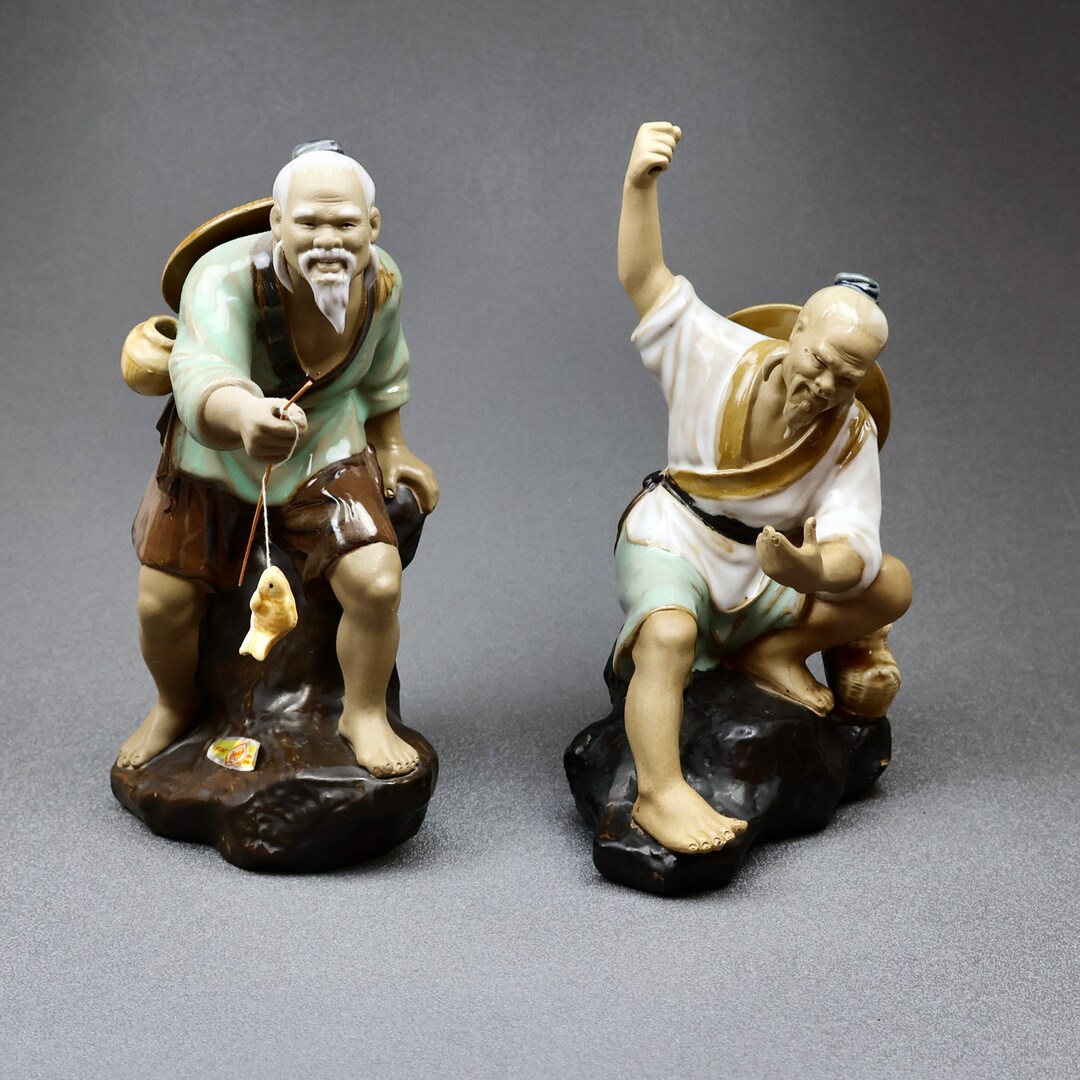 Shiwan Chinese Mudman Mud Men Fishing Lot of 2 Figurines - Etsy