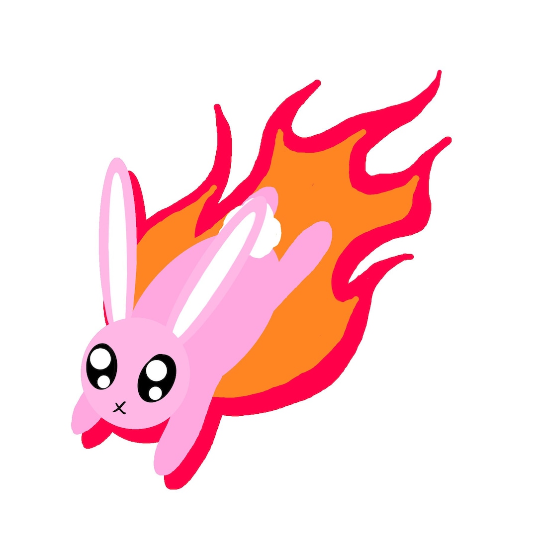 Flaming Bunny Die Cut Vinyl Sticker - Etsy