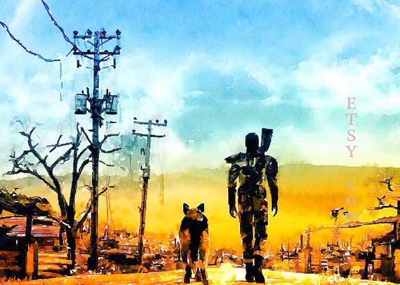 Fallout Game art digital poster Watercolor poster walle | Etsy