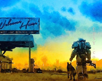 Fallout Game Art Digital Poster Watercolor Poster Walle | Etsy