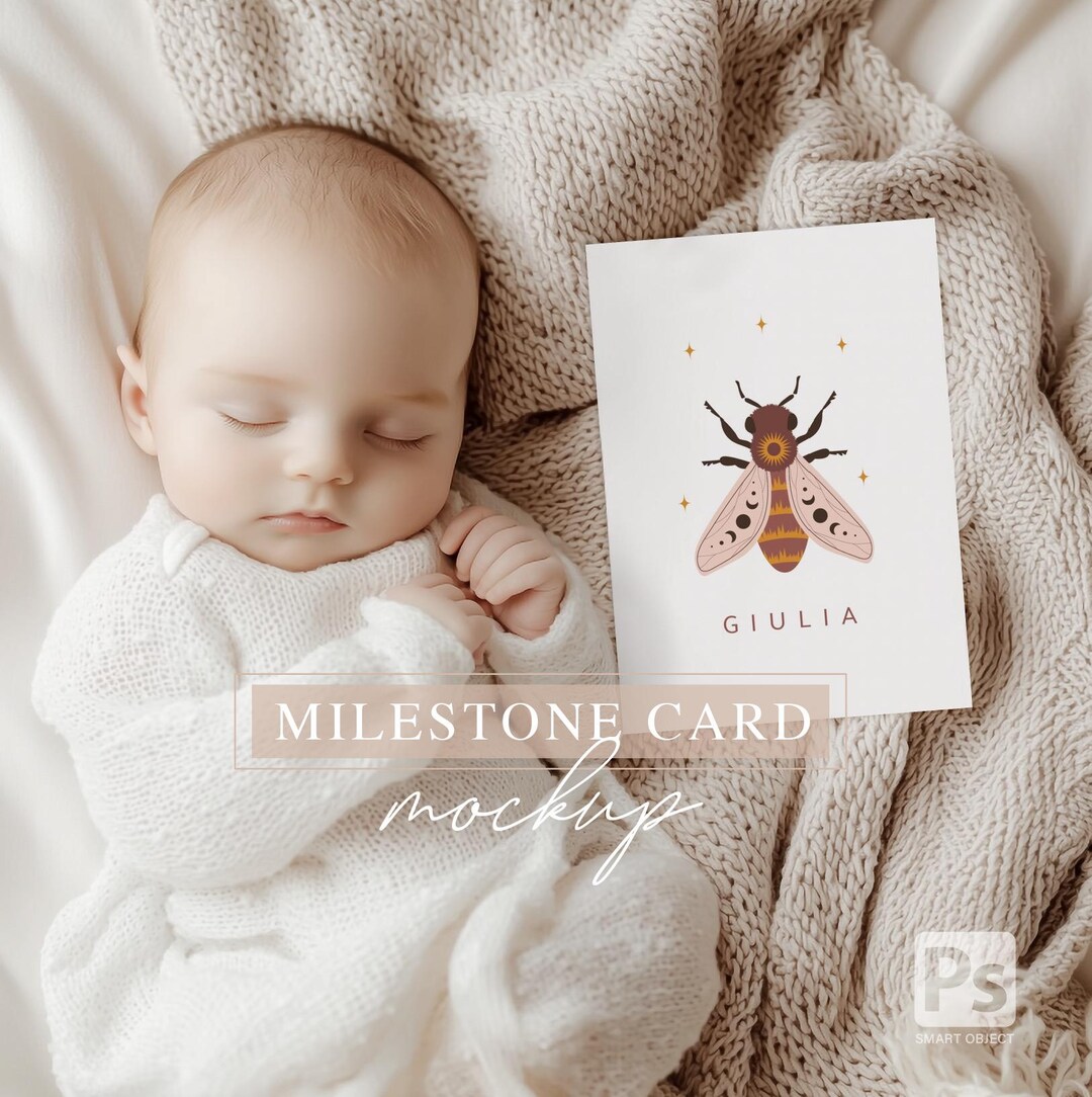 Baby Milestone Card Mockup, Newborn Photo Prop (PSD & JPG) - Etsy