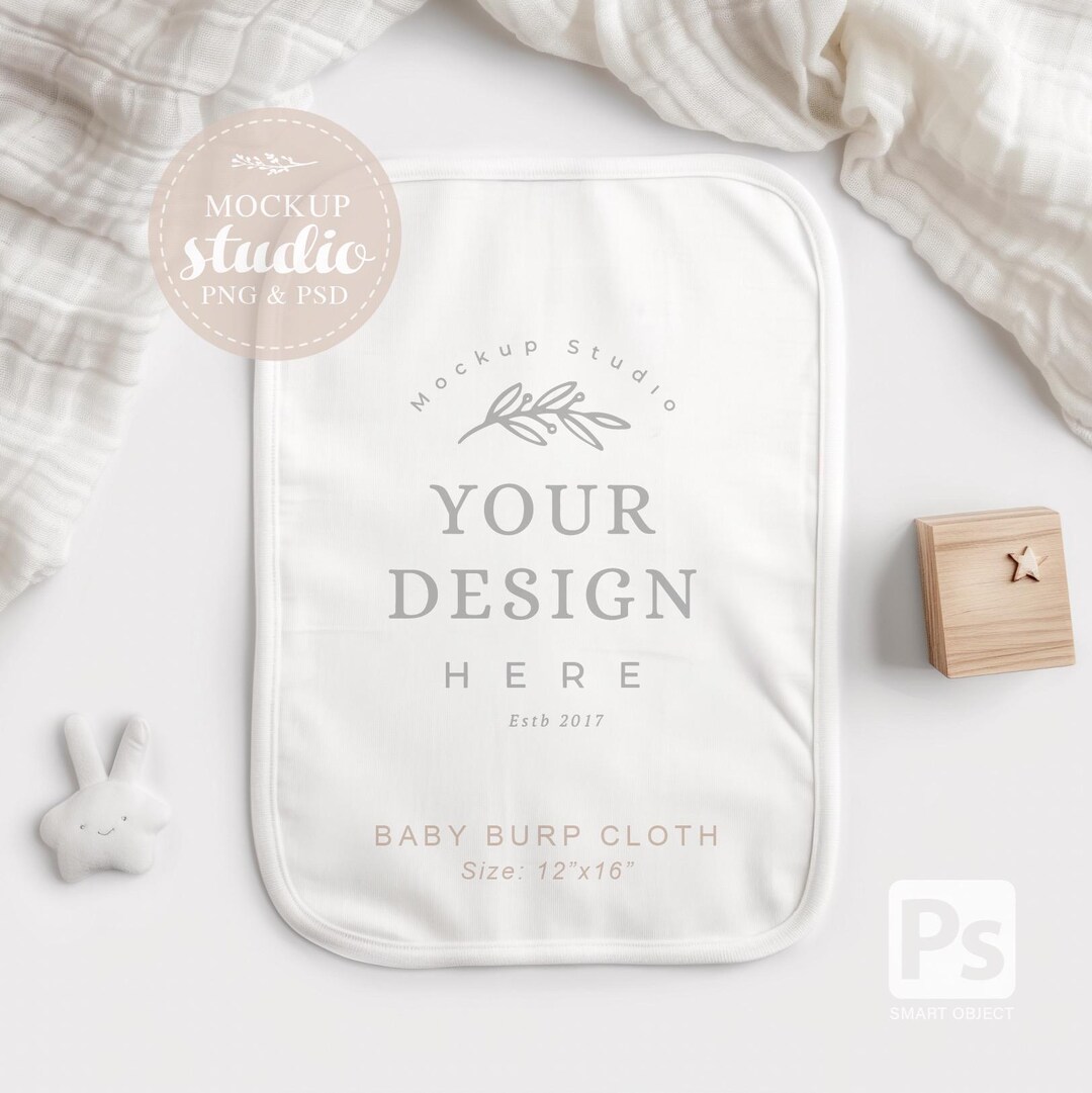 Baby Burp Cloth Mockup: 12x16 PSD, Seamless Pattern Showcase - Etsy