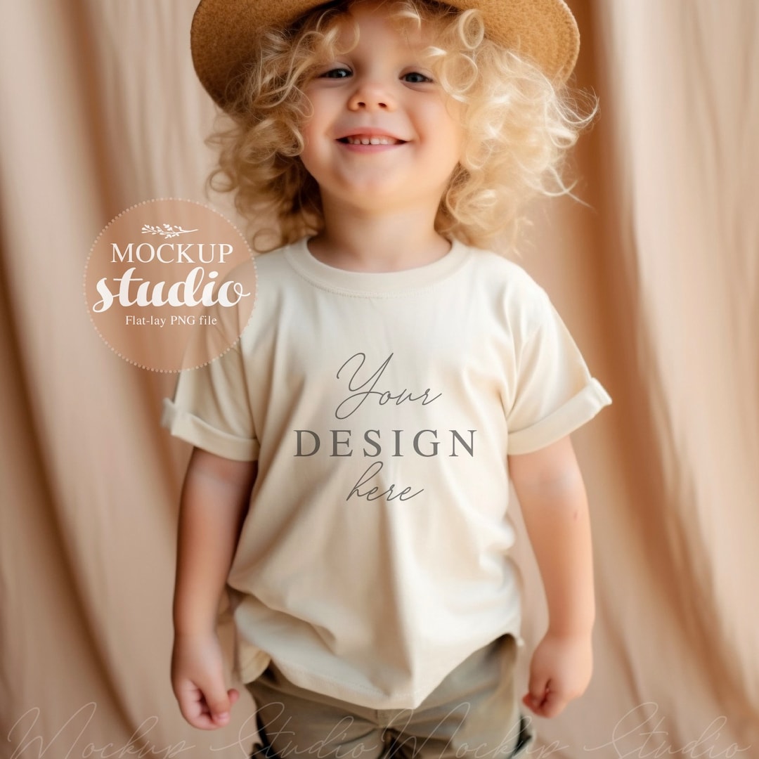 Toddler Tee Mockup, Natural Color T-shirt, Boys Bella+canvas 3001T (PNG ...