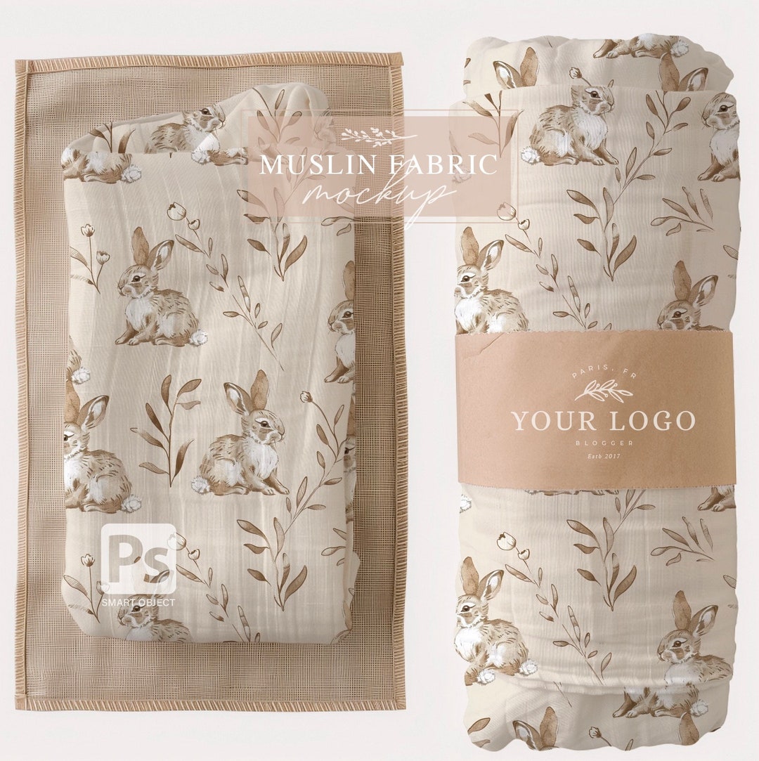 Baby Muslin Blanket Mockup, Muslin Cloth, Baby Swaddle Wrap MOCKUP ...