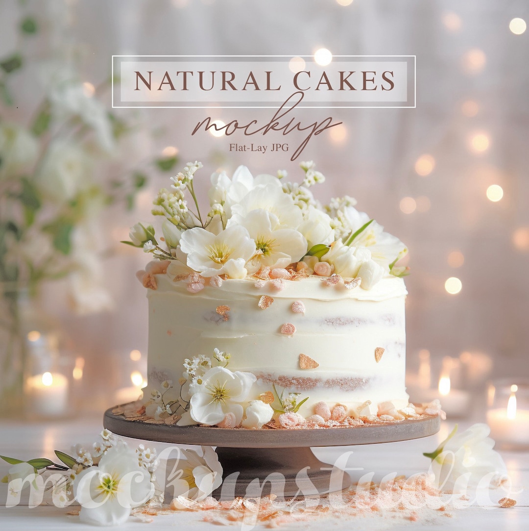 Cake Photography, Natural Cake Topper Mockup, Blank Cake Flat-lay ...