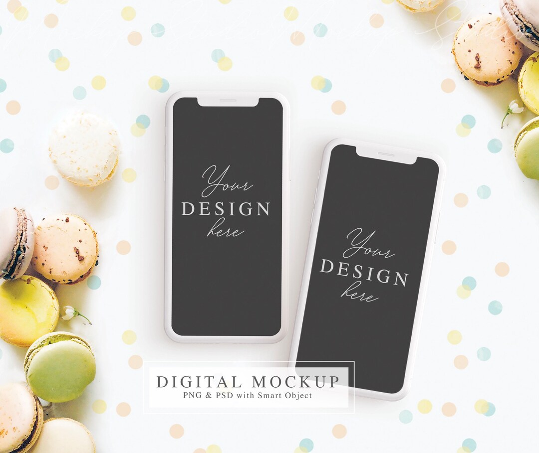 IPhone Mockup, iPhone Template, E-invite Mockup, PSD Smart Object, Two ...