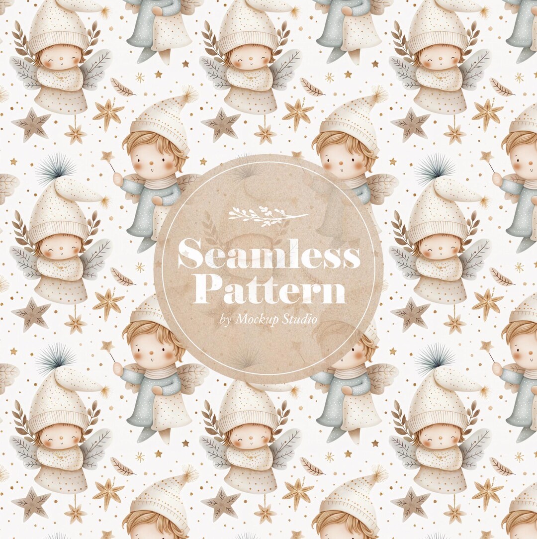 Cute Little Angels Seamless Pattern, Digital Download, Soft Pastel ...