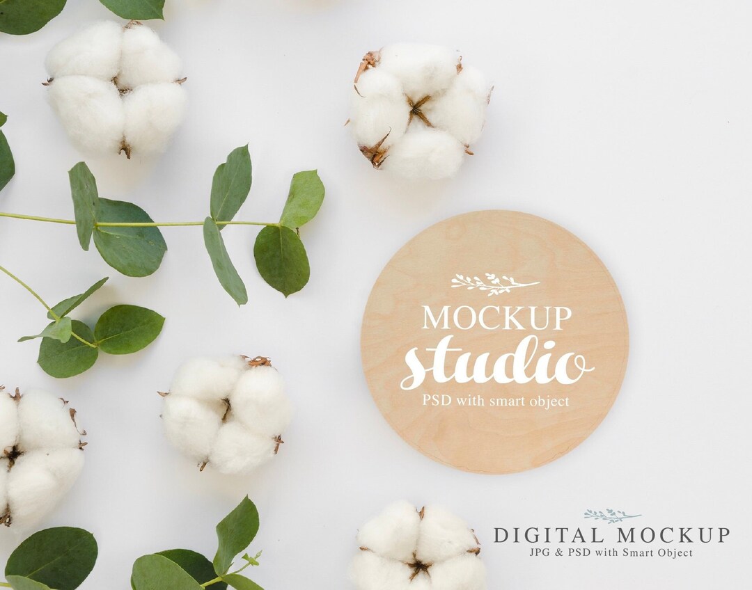 Wooden Name Sign Mockup, Wood Round Mockup Baby, PSD Smart Object Mock ...
