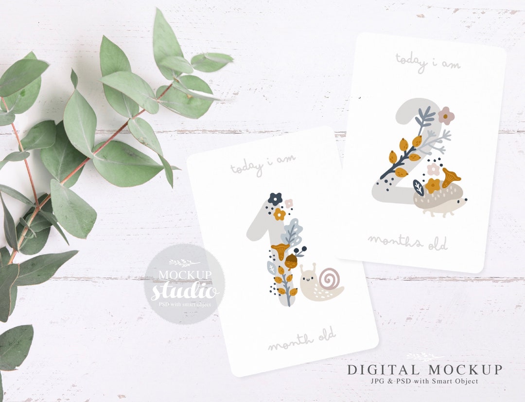 Milestone Card Mockup, PSD Smart Object Cards Mockup, Baby Mockup ...
