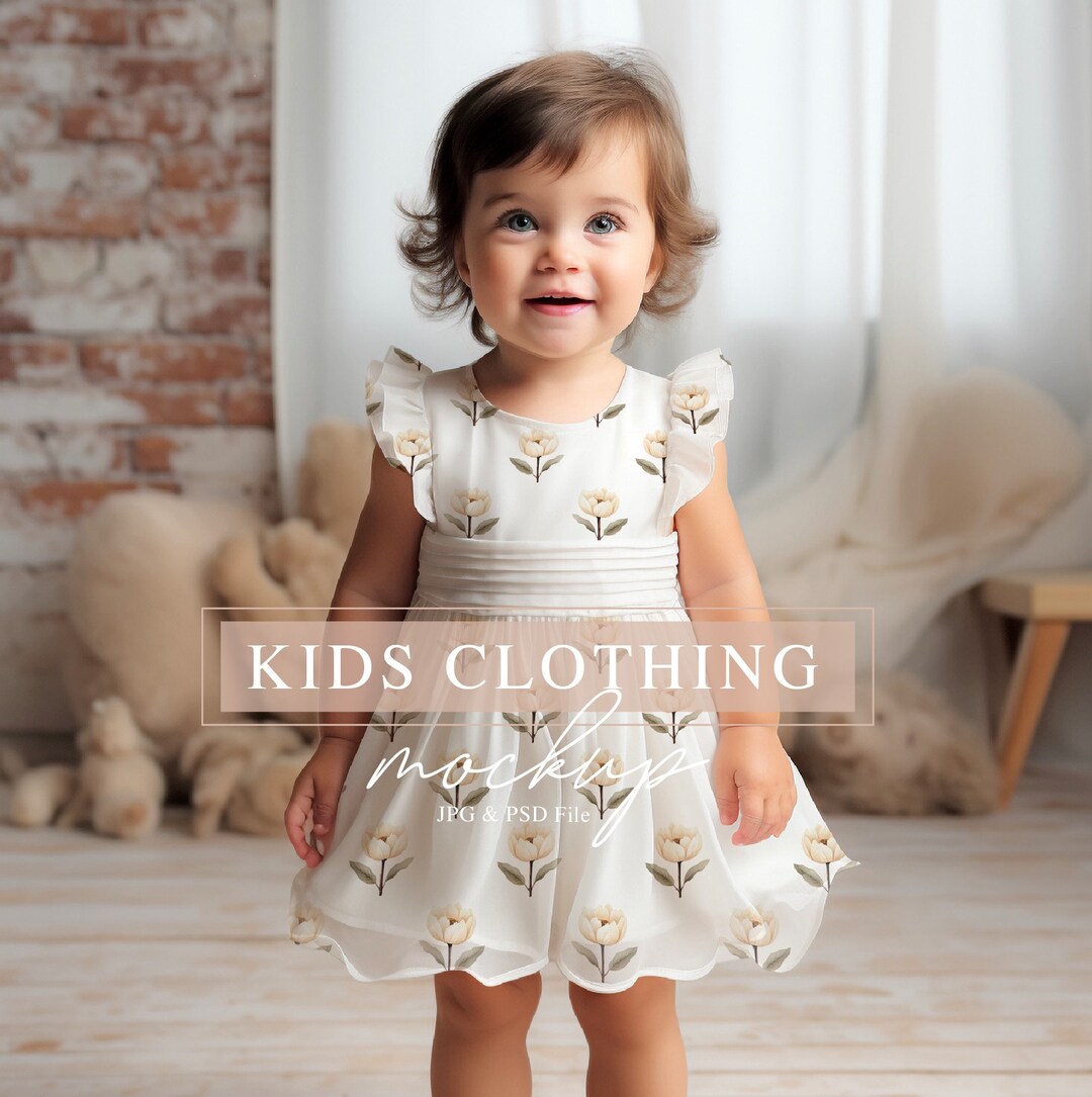 Baby Girl Dress Mockup, Realistic Kids Clothes Mockup, Girls Organza ...