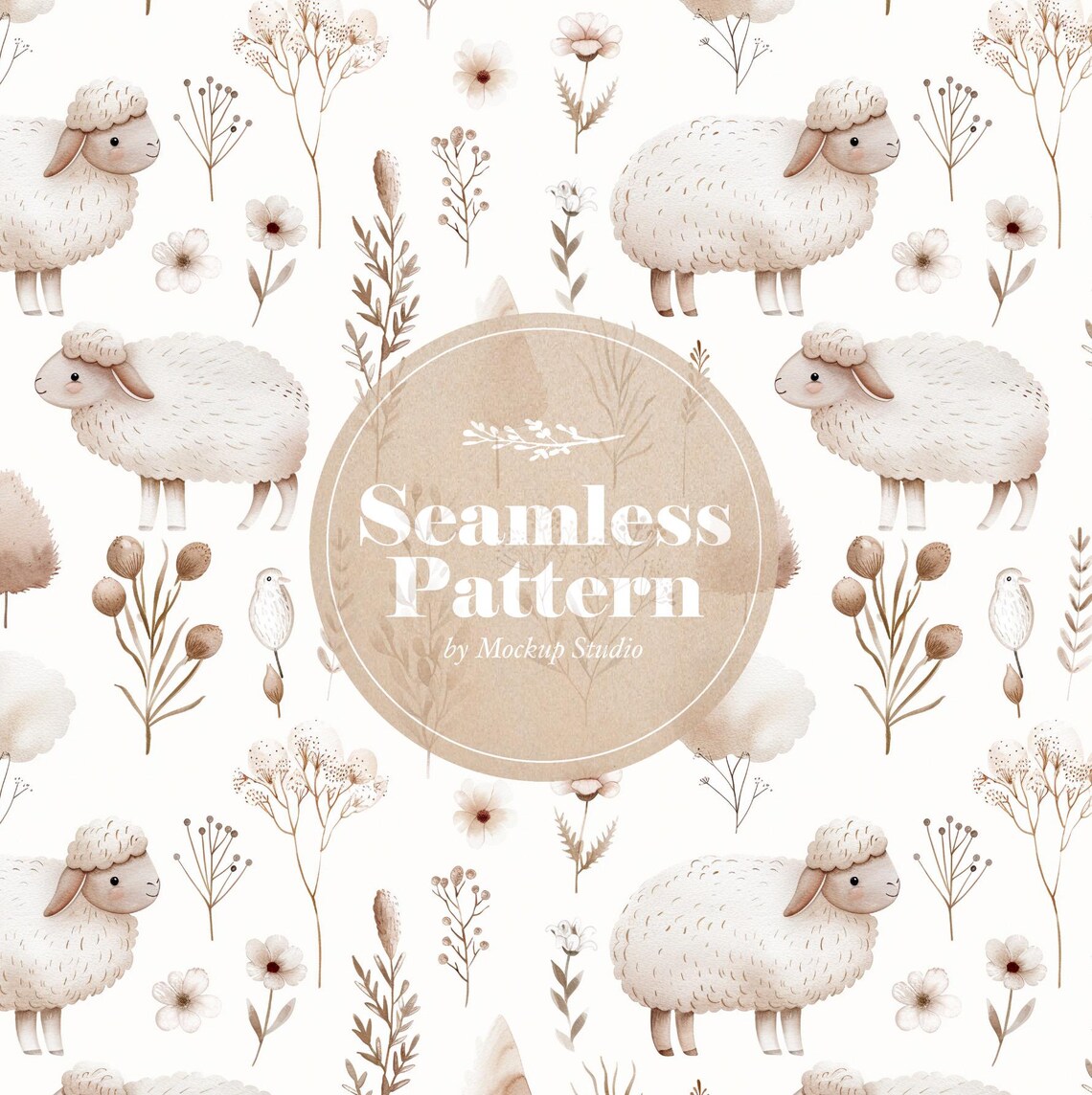 Sheep Floral Seamless Pattern: Pastel Nursery Decor (digital Download ...