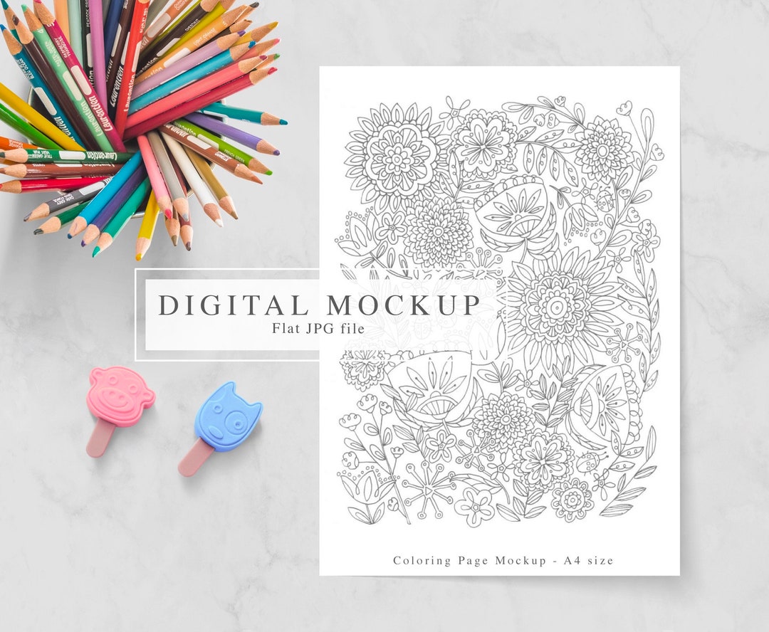 Coloring Page Mockup, Kids Mockup, A4 Page Mock-up, Kids Art and Craft ...