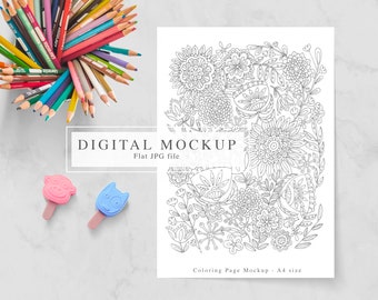 Coloring Page Mock-up, Kids Pages Mockup, A4 Page Mock-up, Kids Art and ...