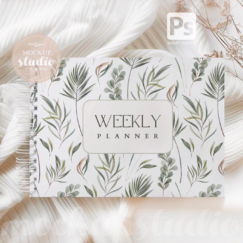 Editable Notebook Cover Mockup, White Binding Wire, PSD Template ...