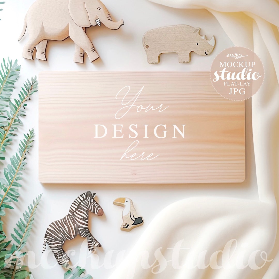 Wooden Board Mockup for Kids Designs, PSD Mockup, Cute Customisable ...