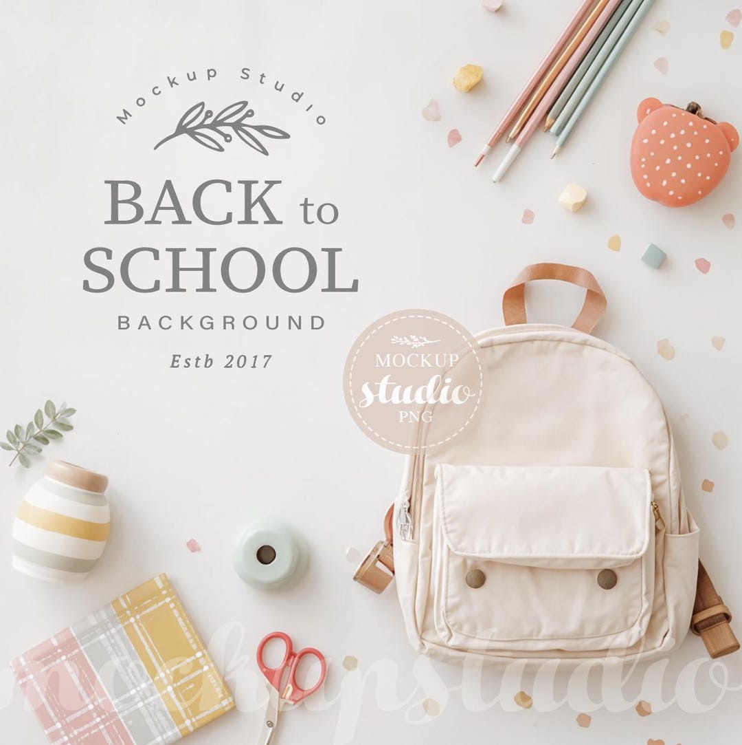 Back to School Mockup: Kids Backpack Flat Lay PNG (digital Download) - Etsy
