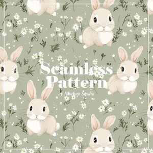 Cute Bunny Seamless Pattern Digital Download, Baby Animal Design ...