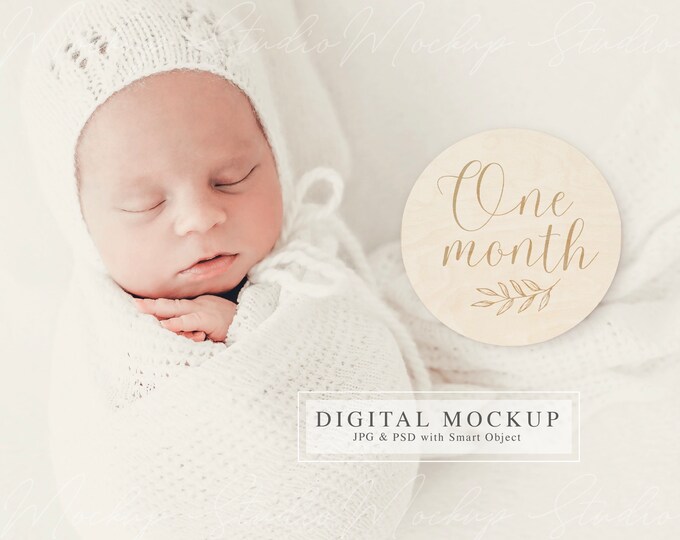 Baby Name Sign Mockup, Wooden Round Mockup, Baby Name Sign Mockup ...