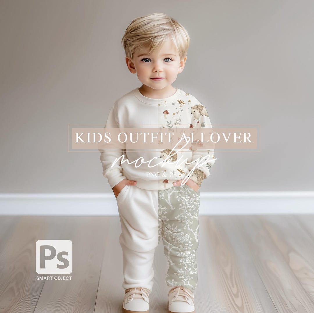 Kids Outfit Allover Mockup, PSD Digital Template - Etsy