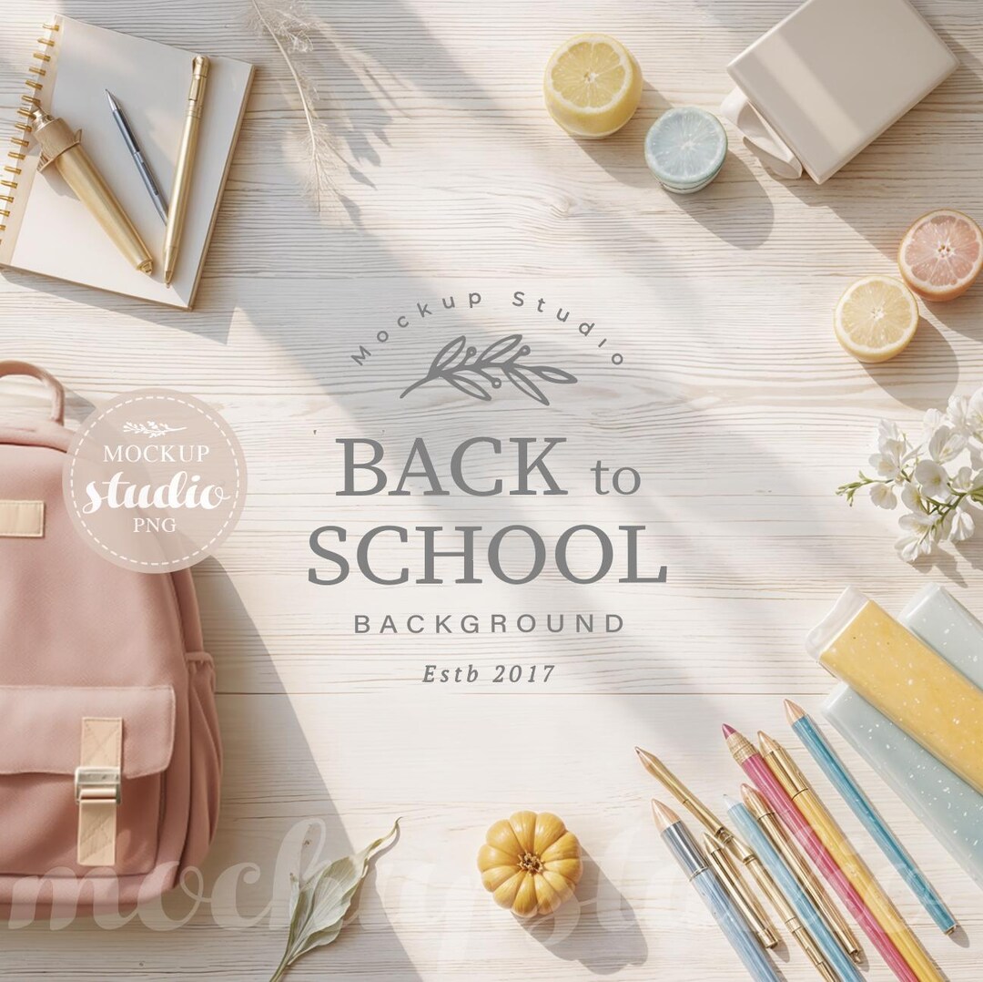Back to School Flat Lay Mockup: Kid-themed PNG Background - Etsy