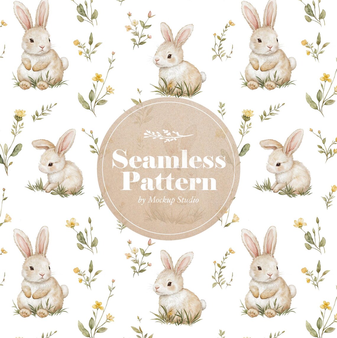 Bunny Seamless Pattern: Vintage Rabbit Illustration (PNG Digital Design ...