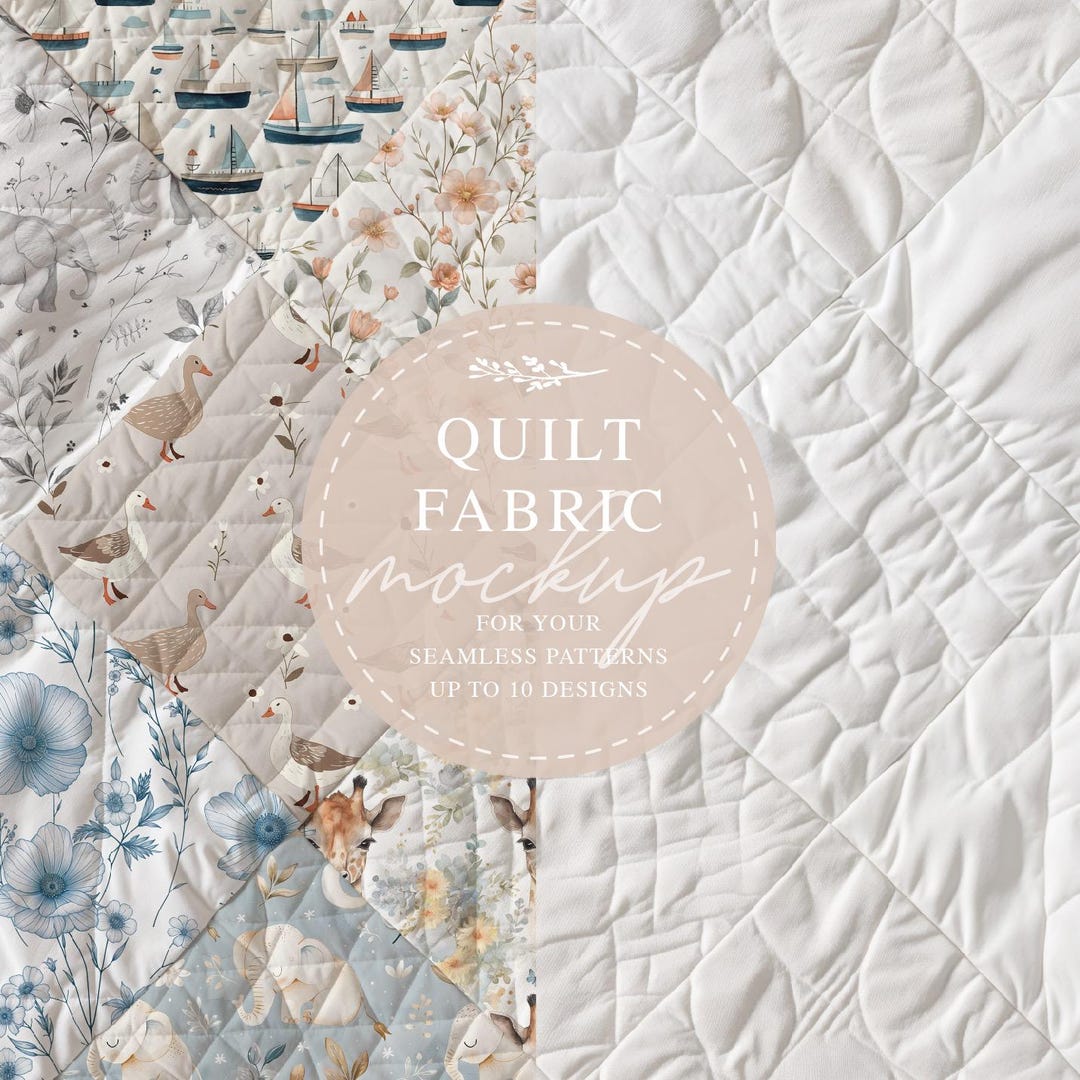 Quilt Fabric Mockup: Seamless Pattern PSD Template (digital Download ...