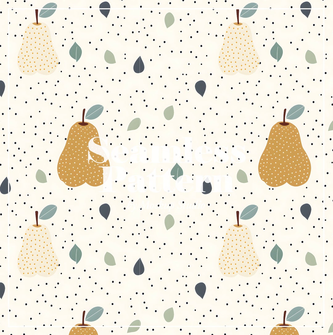 Cute Pears and Leaves Seamless Pattern, Digital Download for Children ...