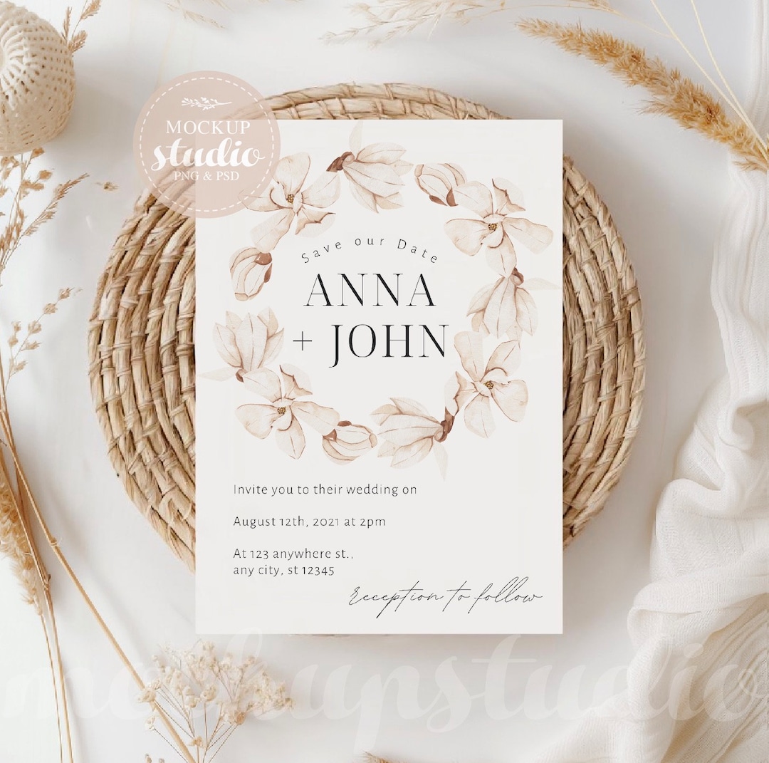 Minimalist Invitation MOCKUP, Weddinginvite PSD Mockup, Gender Neutral ...