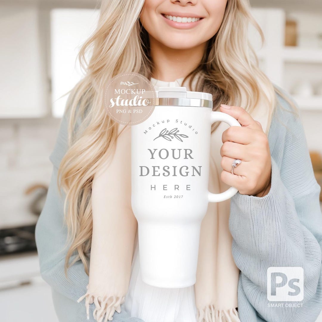 40oz Tumbler Mockup, Printify Insulated Mug PSD, Aesthetic Tumbler for ...