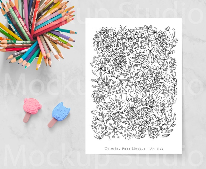 Coloring Page Mockup Kids Mockup A4 Page Mock-up Kids Art - Etsy Ireland