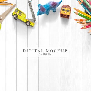 Kids Mock Up, Kids School Supplies Mockup, Art and Craft Kids Desktop ...