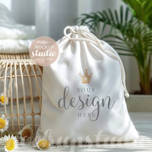 Natural DRAWSTRING BAG Mockup, Natural Shopping Bag Mock up Digital ...