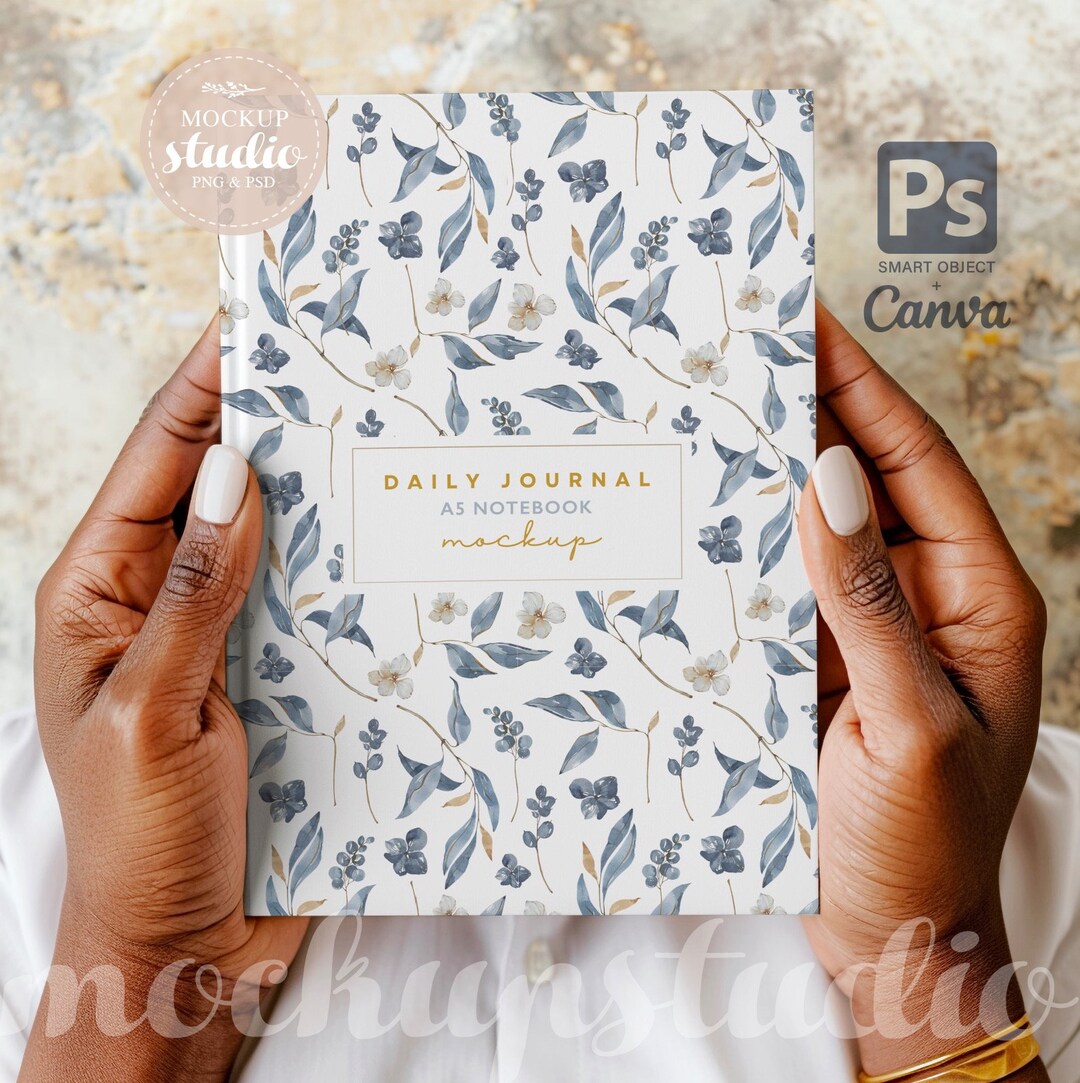 Notebook Mockup in Afro-american Hands, PSD Digital Product Mock-up ...