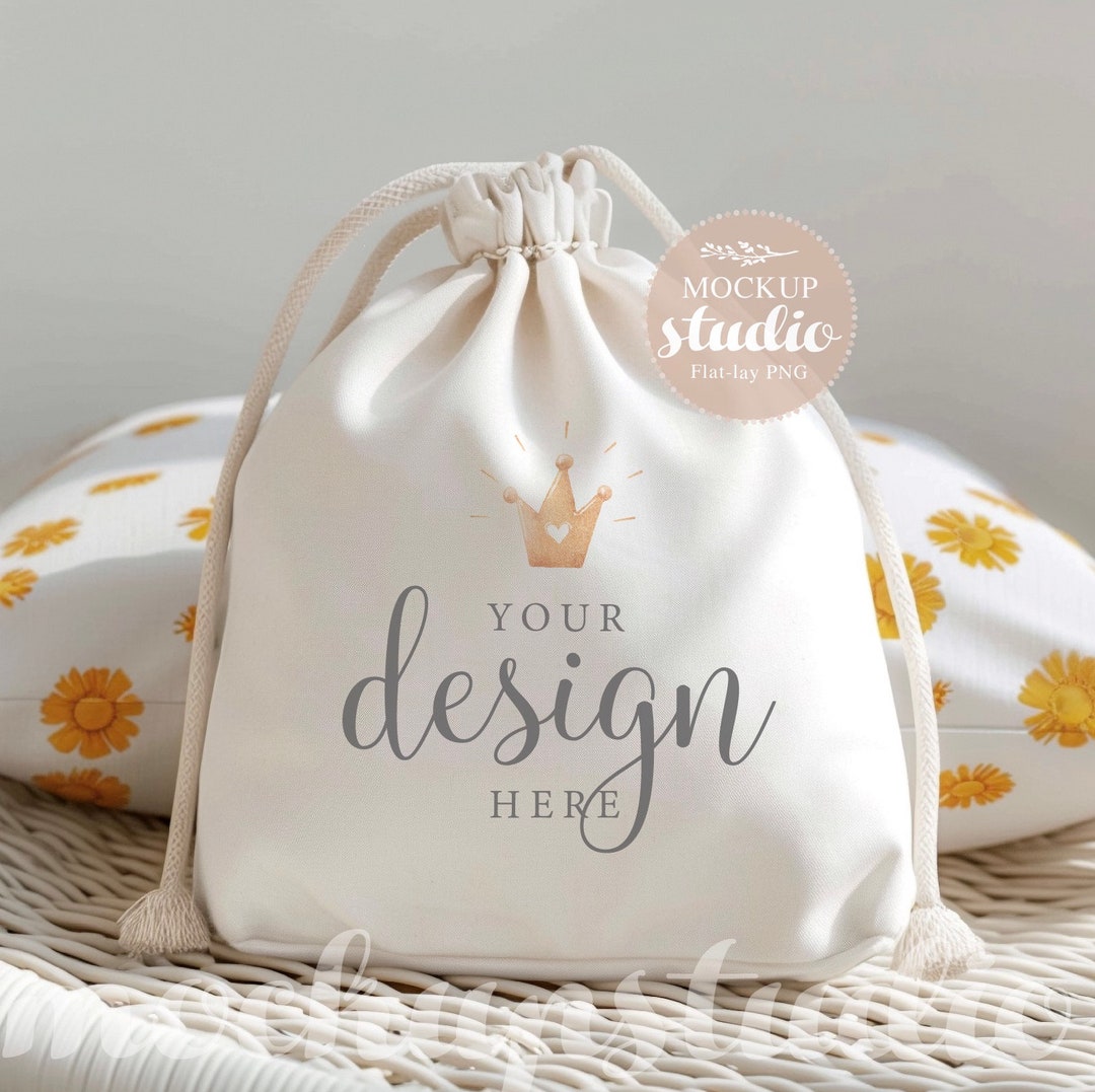 Natural Drawstring Bag Minimalist Mockup, Natural Shopping Bag MOCKUP Digital Download PNG ...