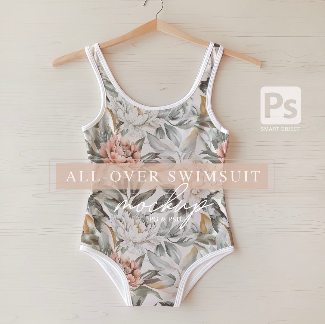 One-piece Swimsuit MOCKUP, Stylish Swimwear Design Digital PSD Mock-up ...