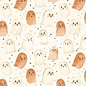 Cute Ghost Seamless Pattern Digital Download, Halloween Spooky Ghosts ...