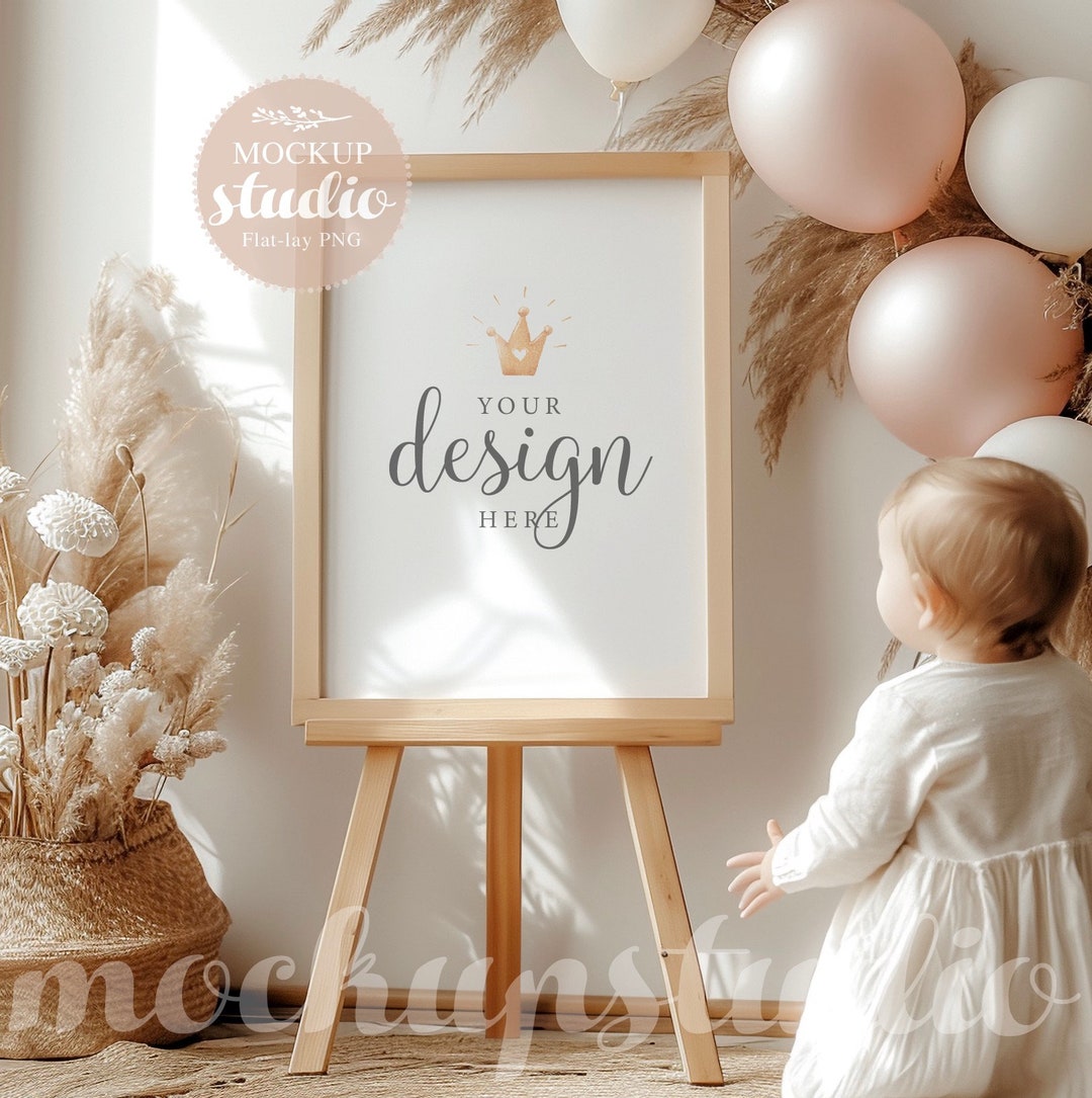 Baby Shower Welcome Sign Mockup, Blank Welcome Sign With Baby Neutral ...