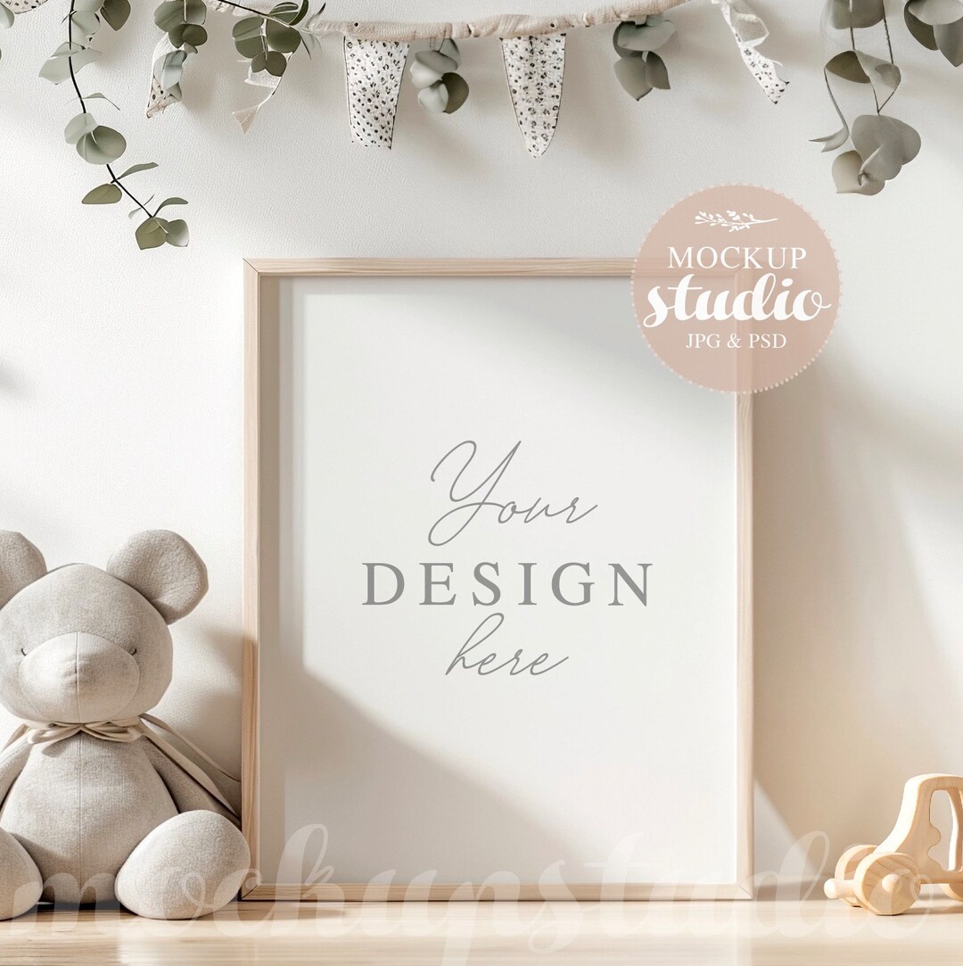 Minimalist Nursery Frame Mockup, Kids Wooden Frame Mockup, Baby ...