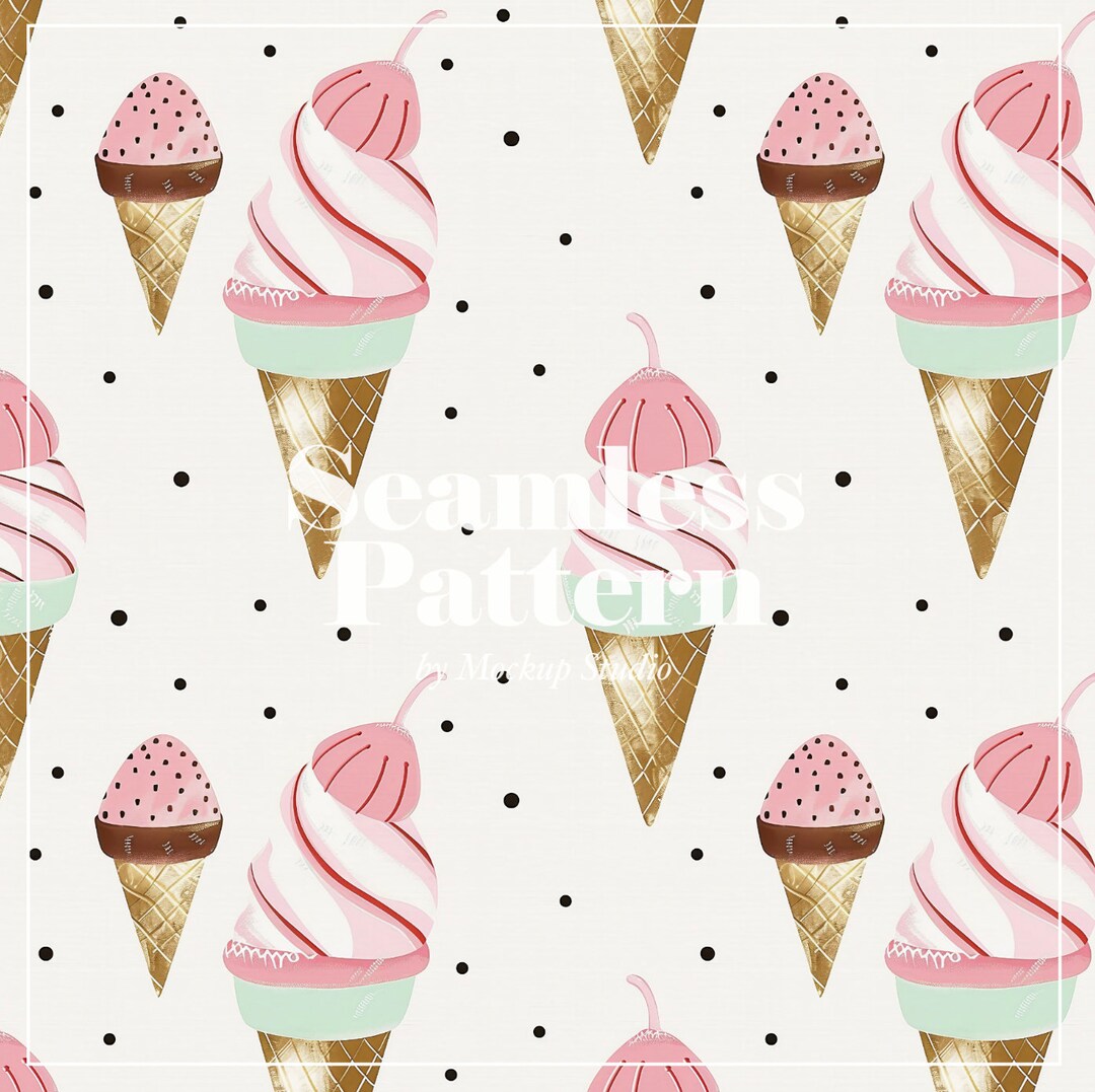 Ice Cream Seamless Digital Pattern, Sweet Dessert Wallpaper, Ice Cream ...