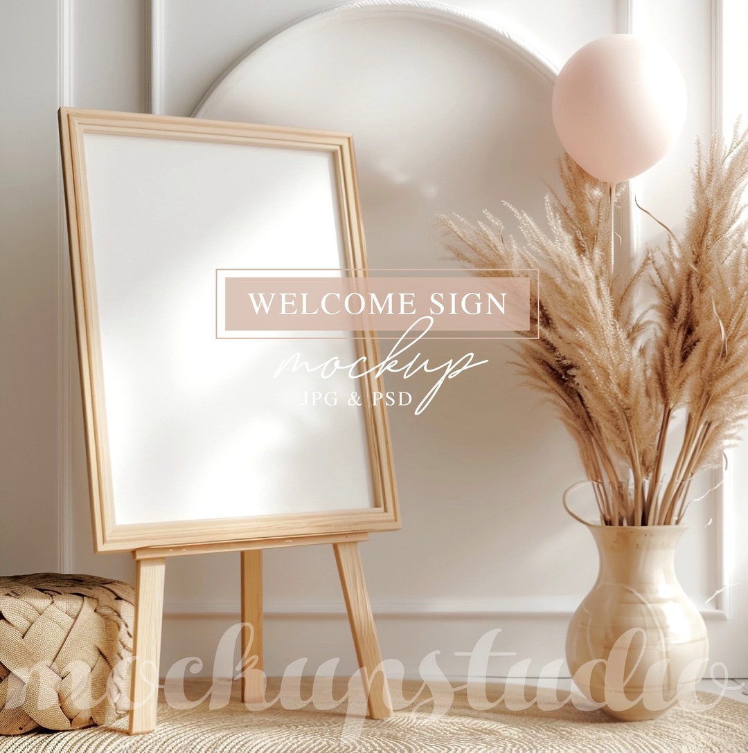 Elegant Digital Mockup Welcome Sign, Editable Wedding Welcome Sign ...