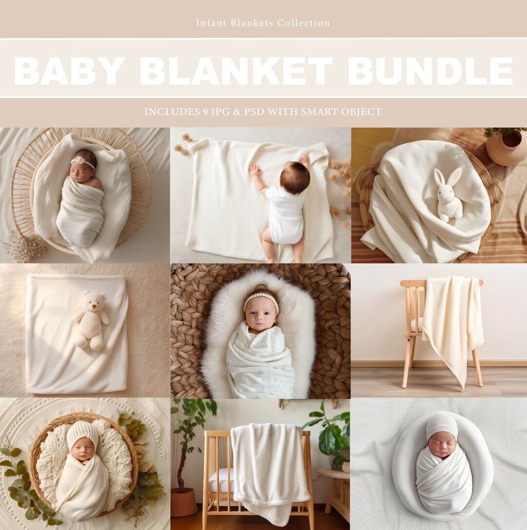 Baby Blanket Mockup Bundle, Swaddle Mockup Bundle, Fleece Blanket ...