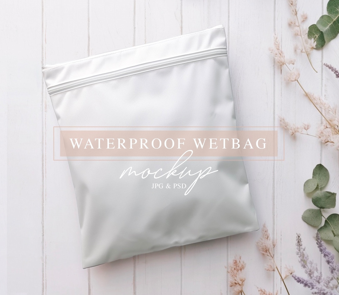 Clear Wet Bag Mock-up, Wetbag Mock-up, Waterproof Bag Aesthetic Mockup ...
