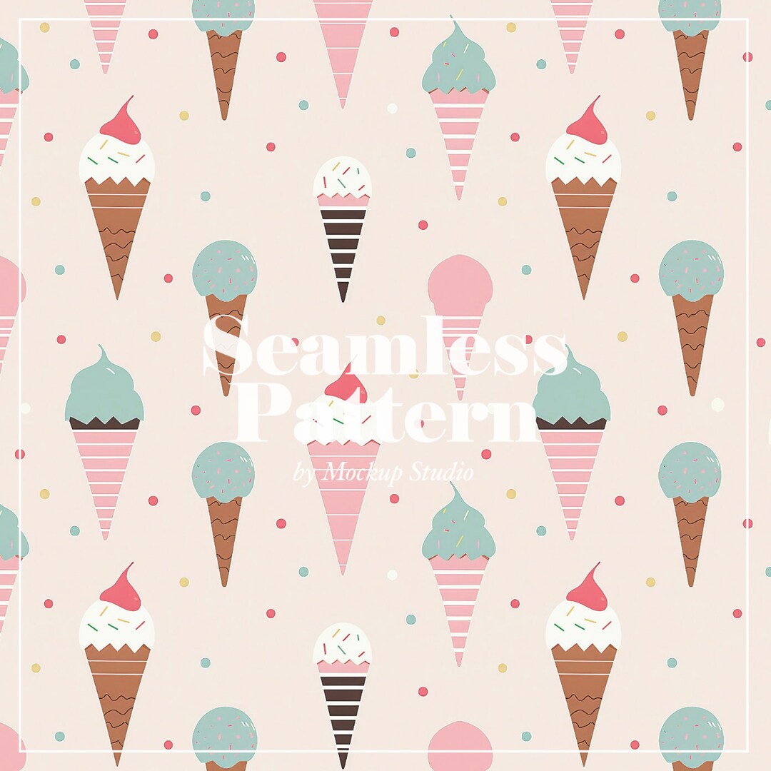 Ice Cream Pattern Digital Paper, Seamless Ice Cream Pattern, Summer ...