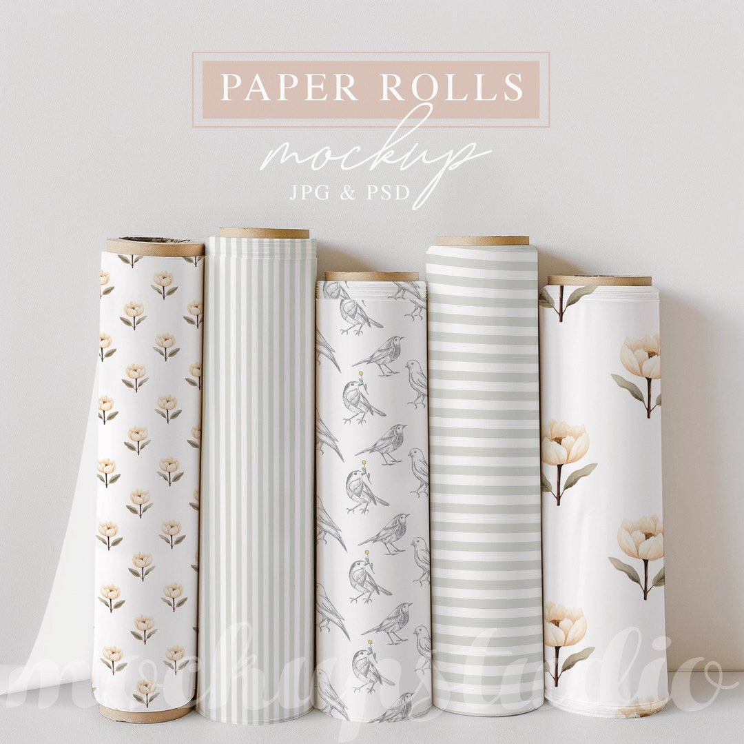 Paper Rolls Digital Mockup: Seamless Pattern Template (PSD, JPG) - Etsy