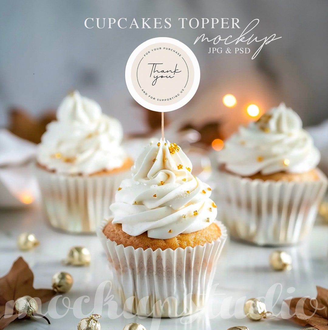 Minimalist Cupcake Topper Mmockup, PSD Smart Object, Favor Tags Mmockup ...