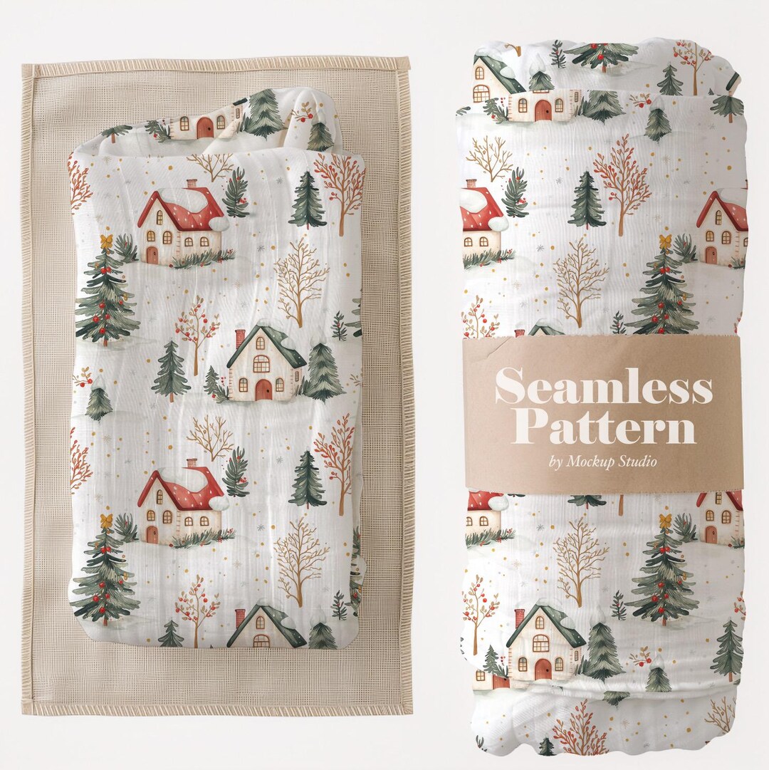 Christmas Winter Village Seamless Pattern, Digital Paper, Cute Holiday ...