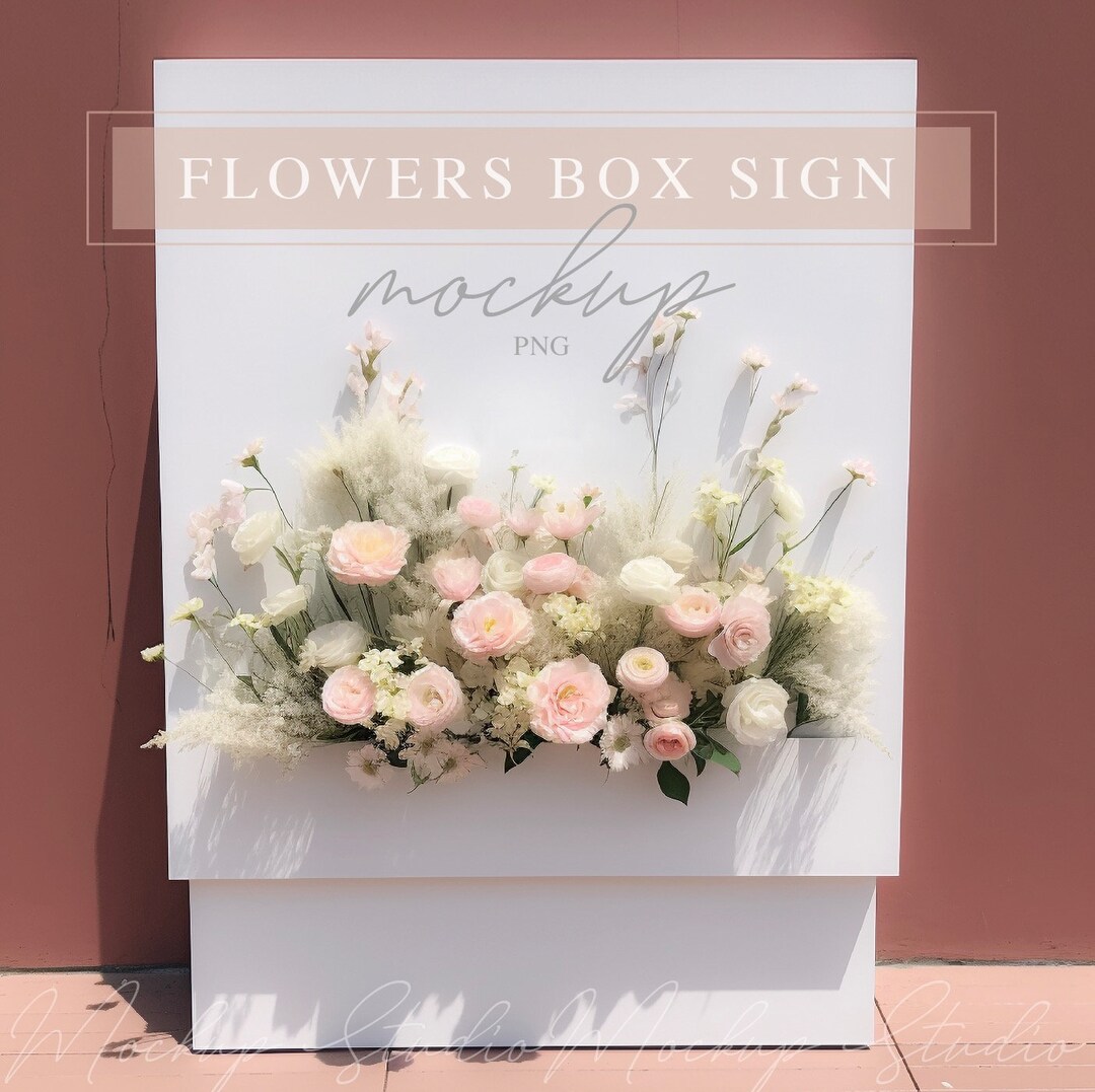 Wedding Flowers Box Sign Mockup, Flower Box Welcome Sign Mockup ...
