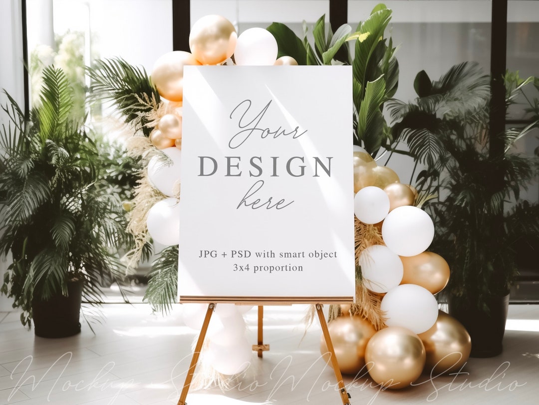 Welcome Sign Mockup, 3x4 Proportion Birthday Easel Sign Mockup, PSD ...
